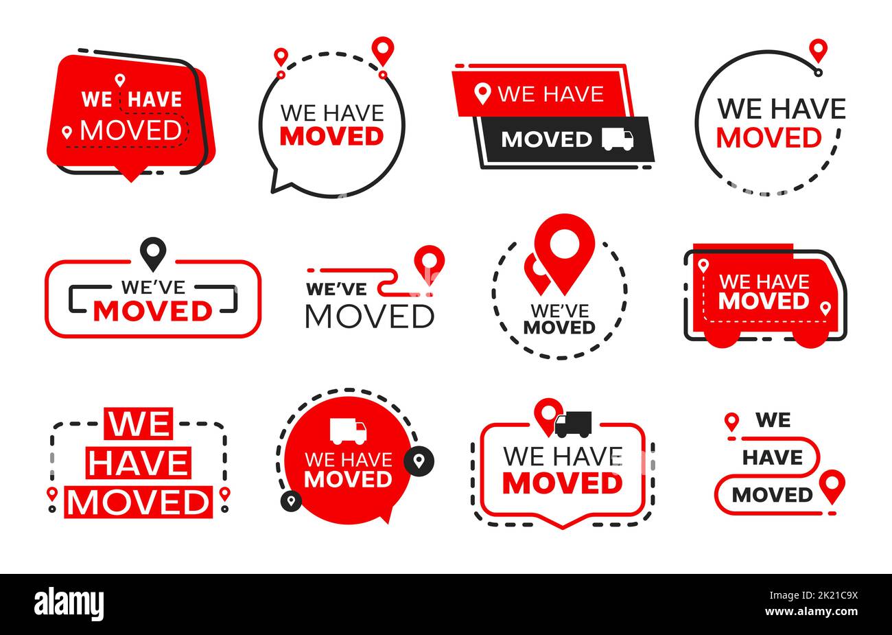 Have move icon. We have moved signs set. Shop change location icon ...