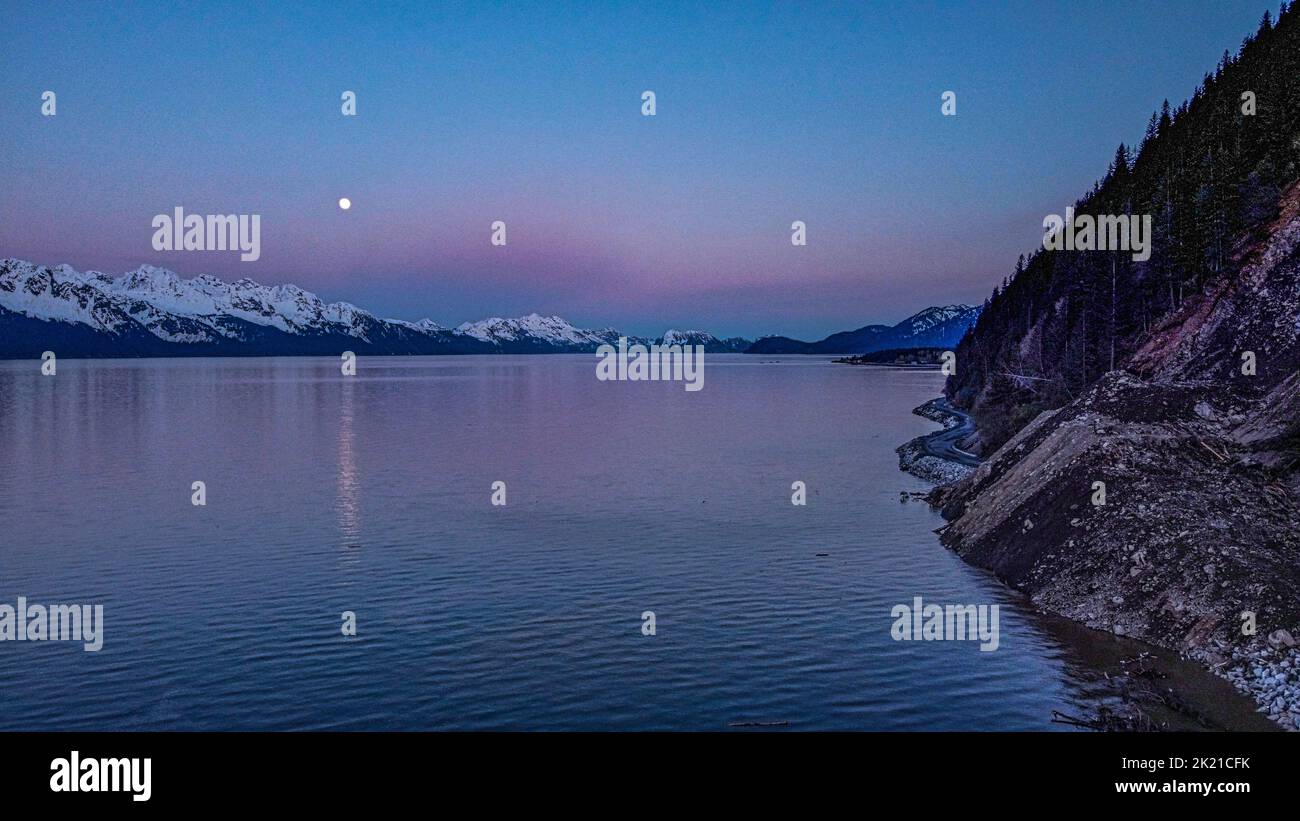 Sunset aerial photo of Seward Alaska Stock Photo - Alamy