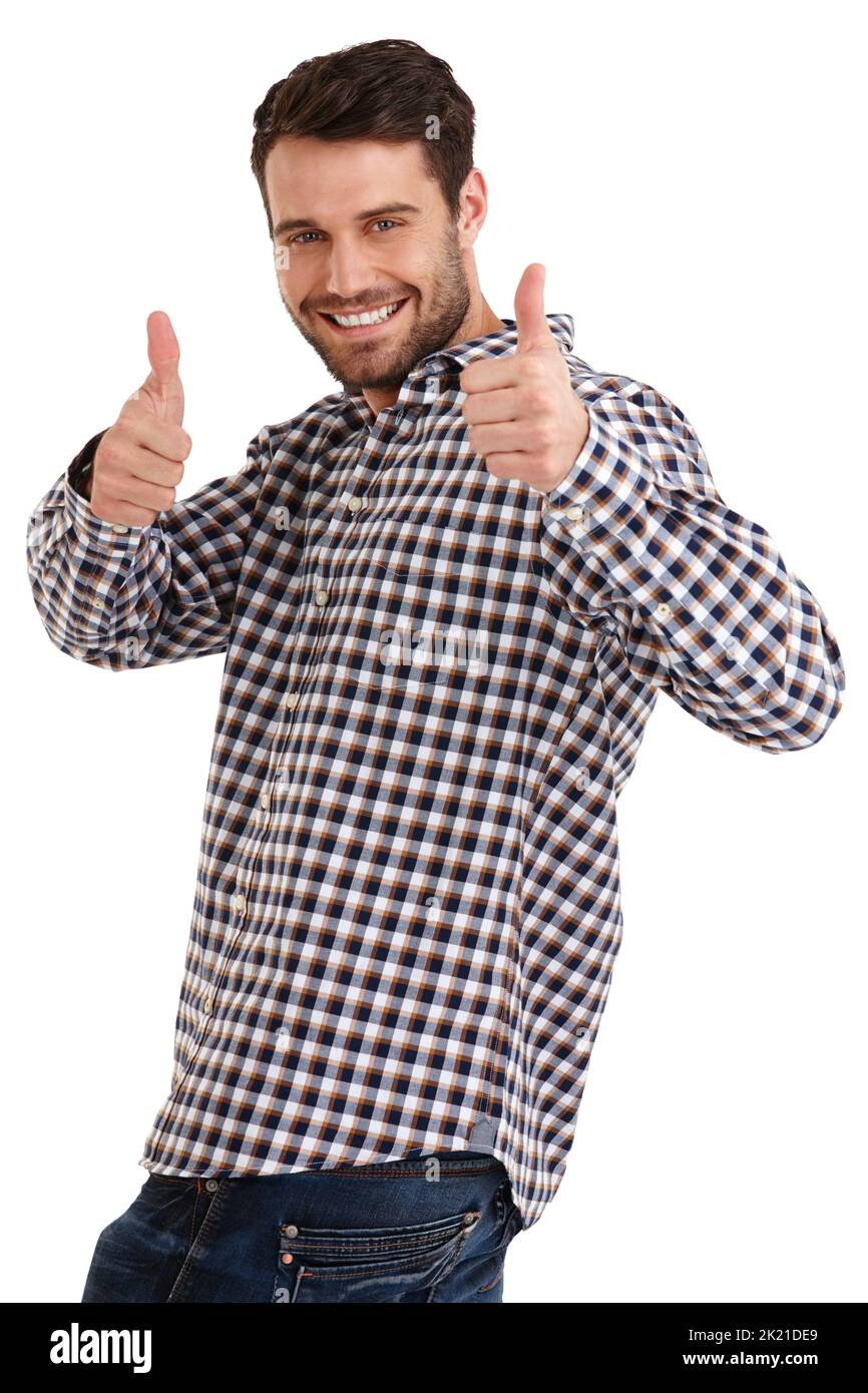 Youre good to go. Studio portrait of a handsome young man standing with ...