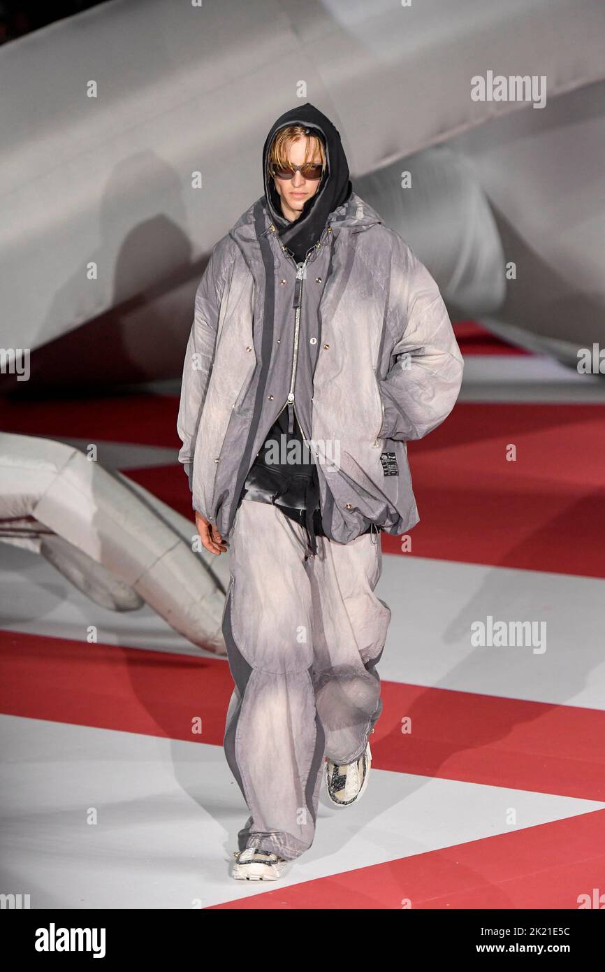 A model walks on the runway at the Diesel fashion show during the ...