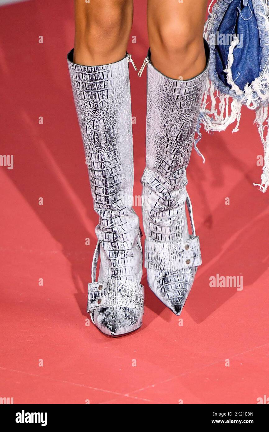 A model walks on the runway at the Diesel fashion show during the ...