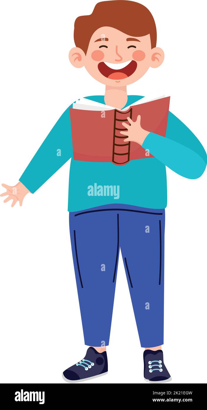 young boy singing with book Stock Vector Image & Art - Alamy