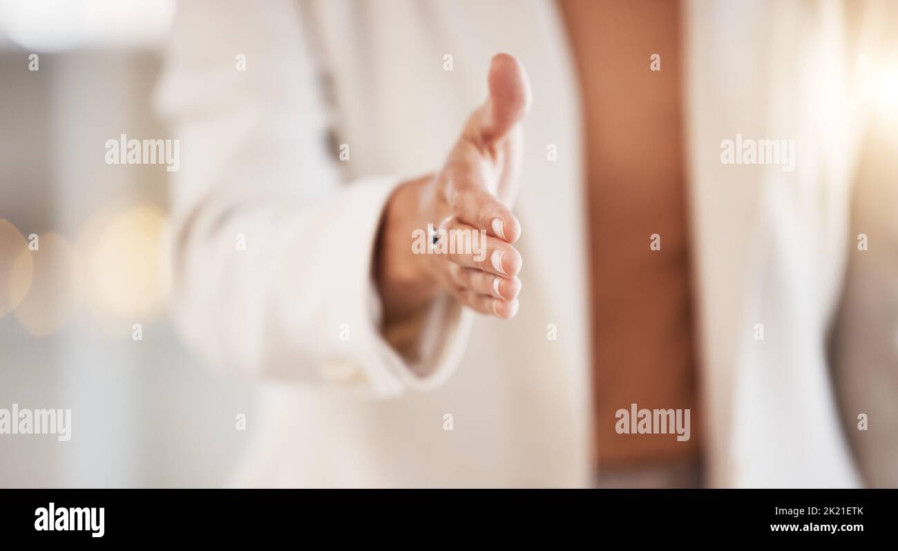 Handshake, business deal and welcome employee at startup company ...