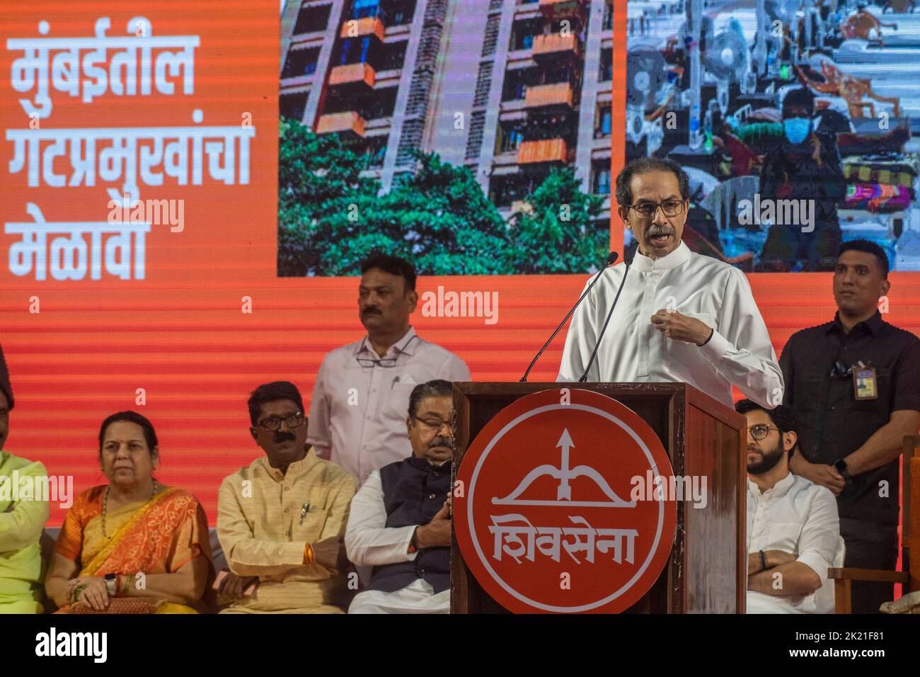 MUMBAI, INDIA - SEPTEMBER 21: Shiv Sena party chief Uddhav Thackeray ...
