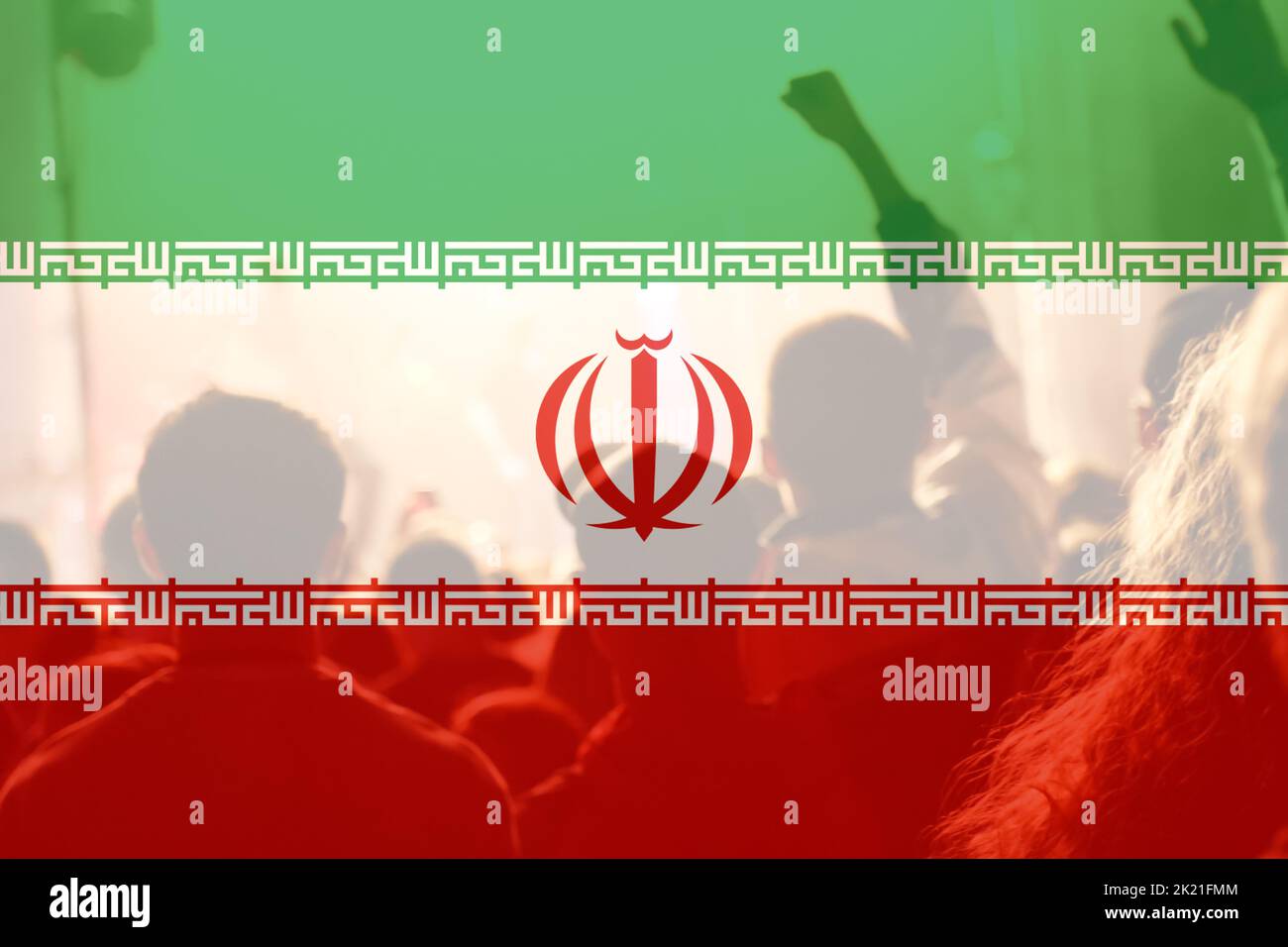 Defocus protest in Iran. Conflict war over border. Fire, flame. Country ...