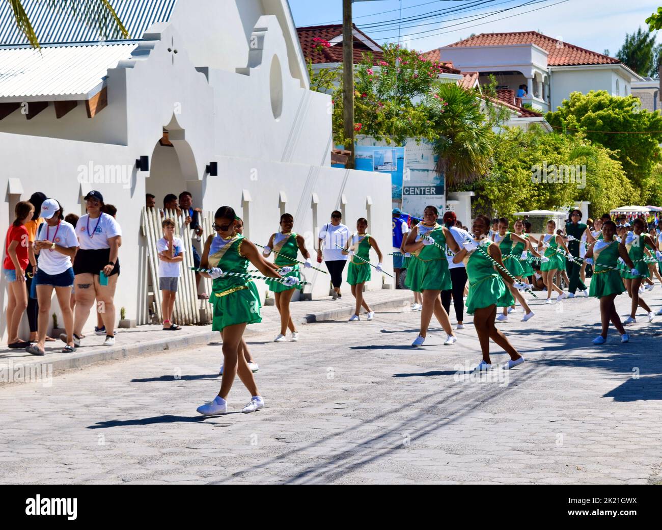 The San Pedro High School procession in the San Pedro, Belize, Carnival ...