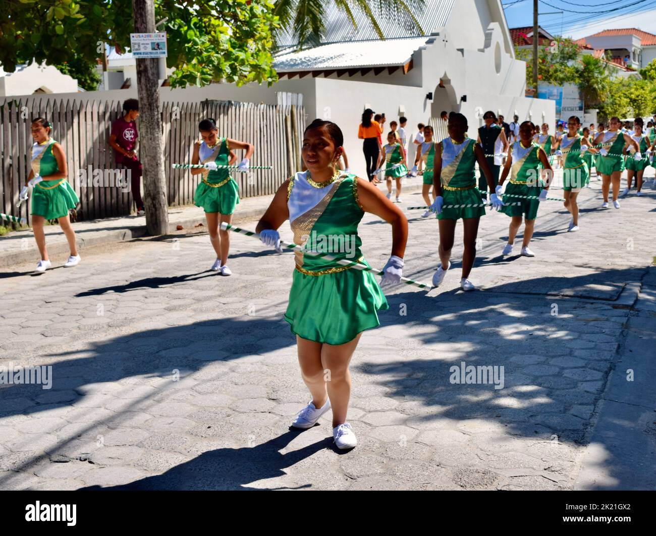 The majorettes of the San Pedro High School marching in the San Pedro ...