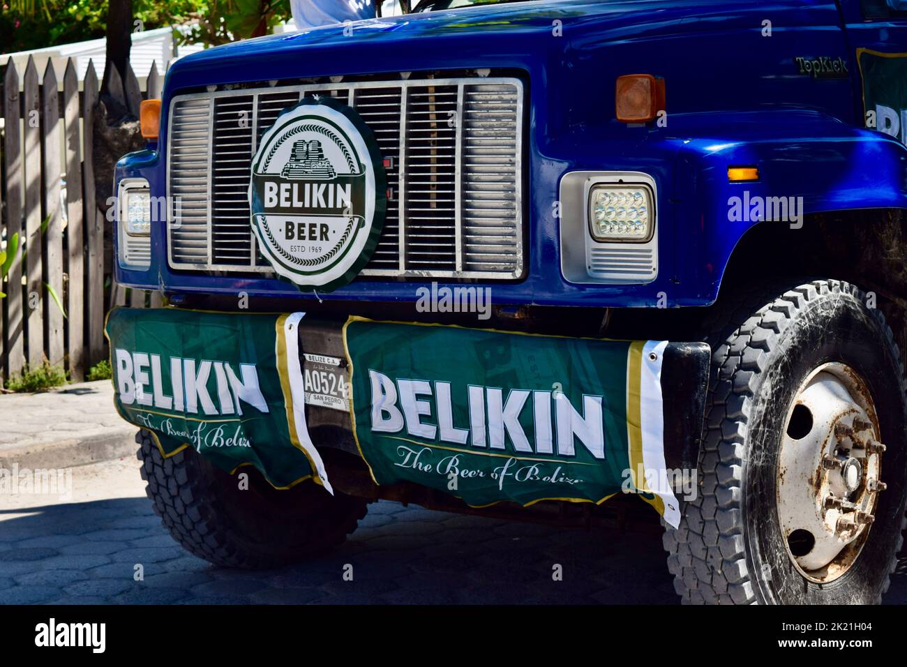 The Belikin beer truck and procession in the San Pedro, Belize ...