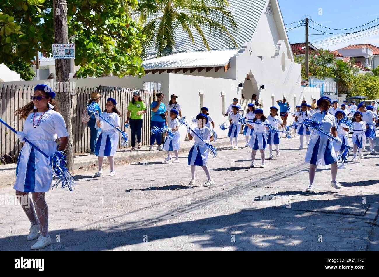 The San Pedro R.C. School majorettes performing in the San Pedro ...