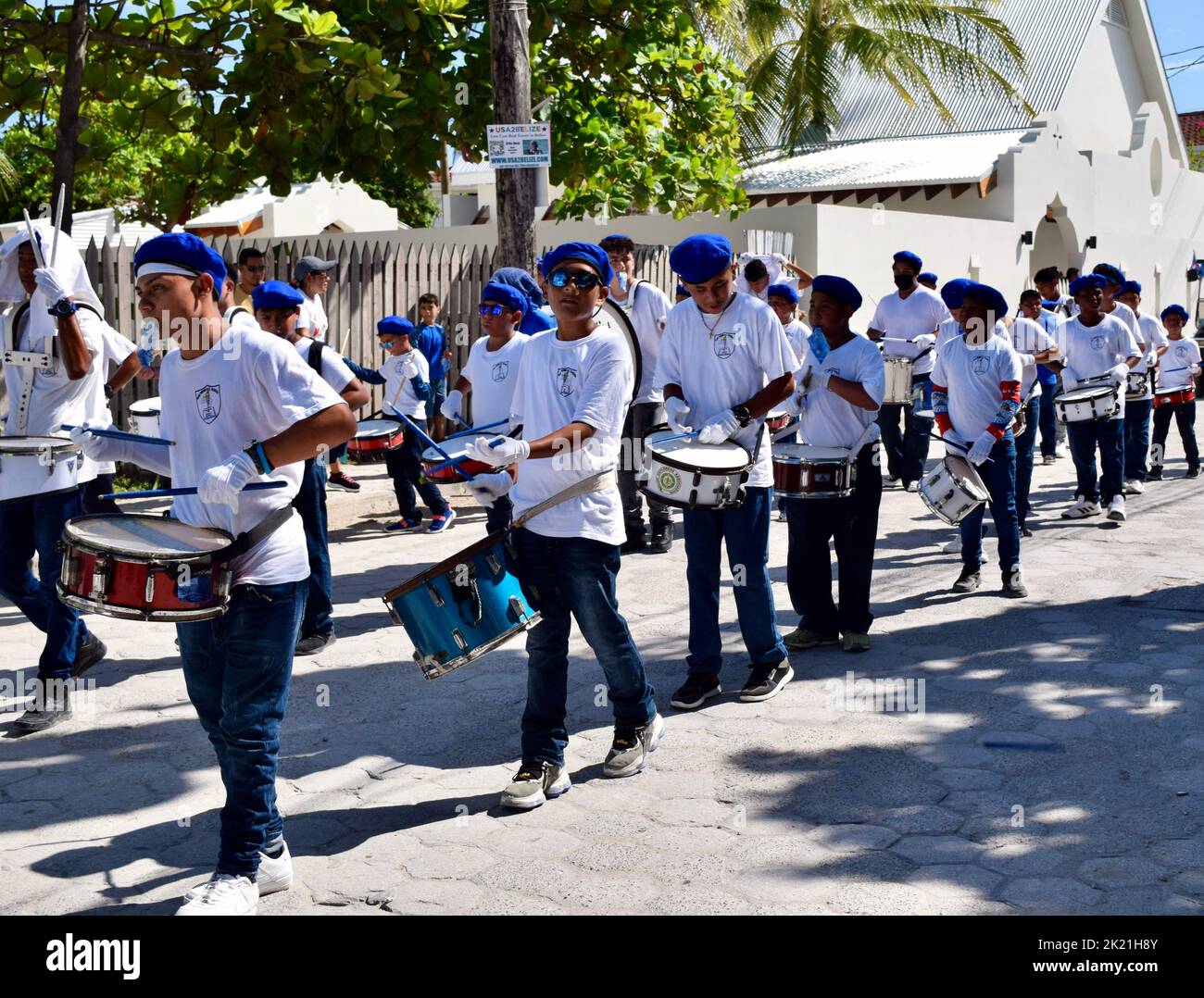 The San Pedro R.C. School's marching band performing in the San Pedro ...