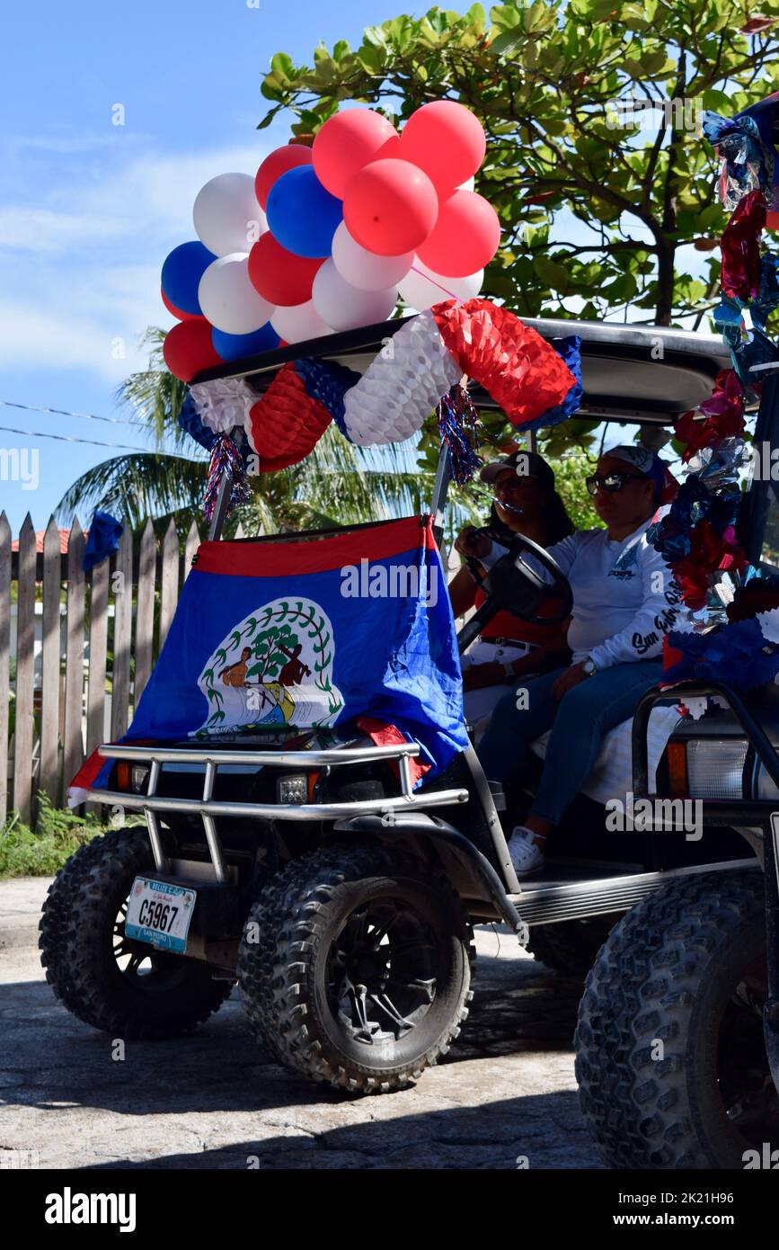 A procession of decorated golf carts, flaunting the colors of the ...