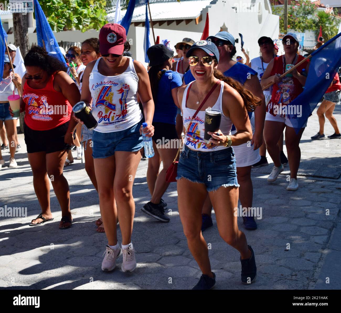 Carnival goers dancing and having fun in the San Pedro, Belize ...
