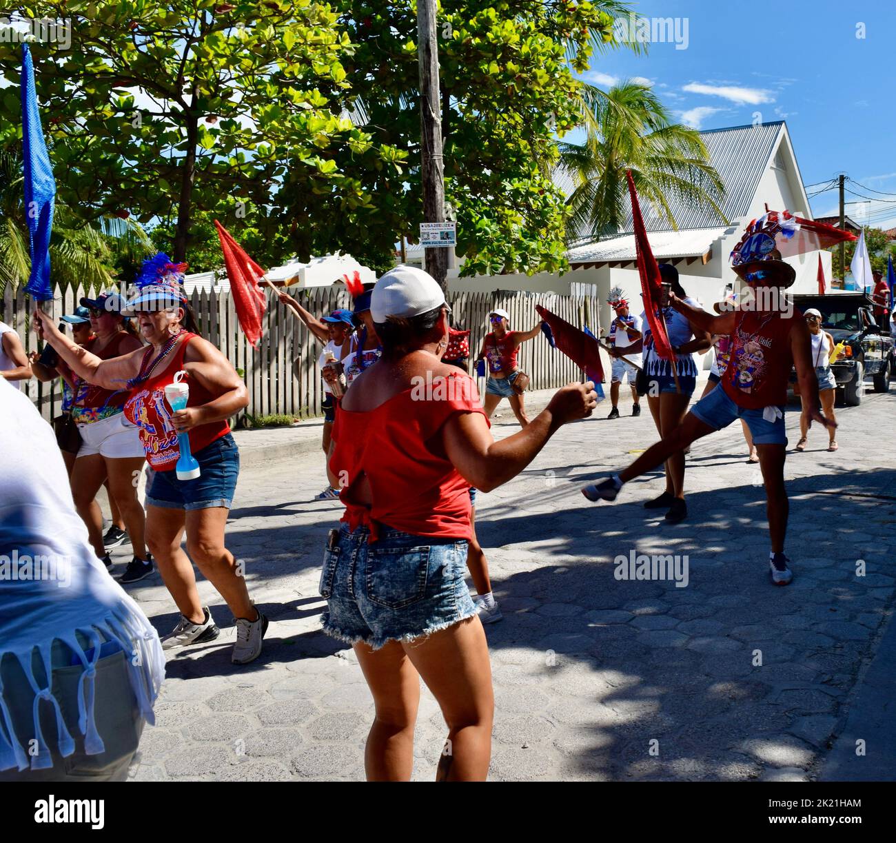 Carnival goers dancing and having fun in the San Pedro, Belize ...