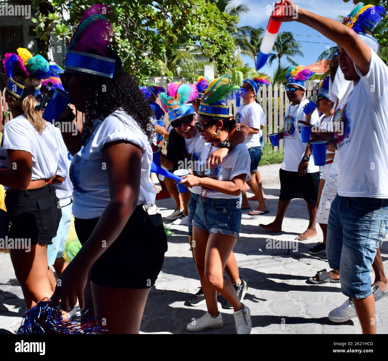 Belizeans dancing and having fun in the San Pedro, Belize, Carnival ...