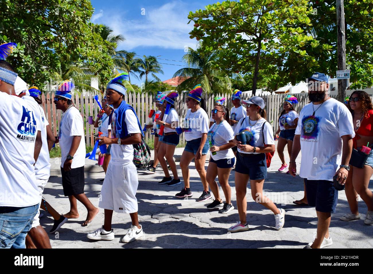 Belizeans dancing and having fun in the San Pedro, Belize, Carnival ...