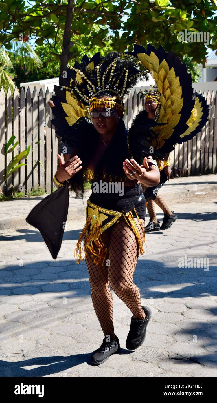 A young Belizean woman having fun and facing the camera in the San ...