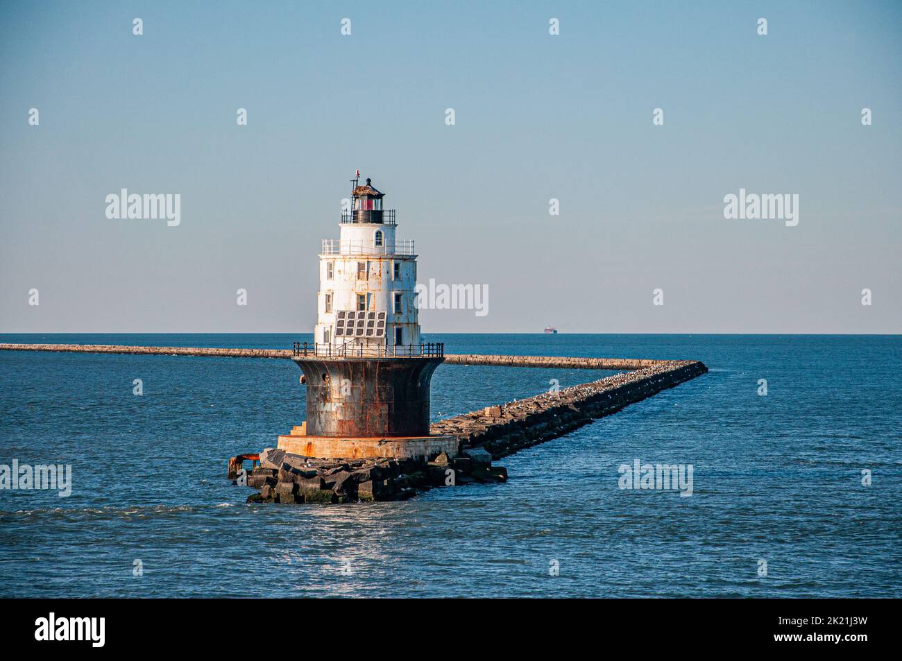 Passing The Harbor of Refuge Lighthouse on the Ferry, Delaware USA ...