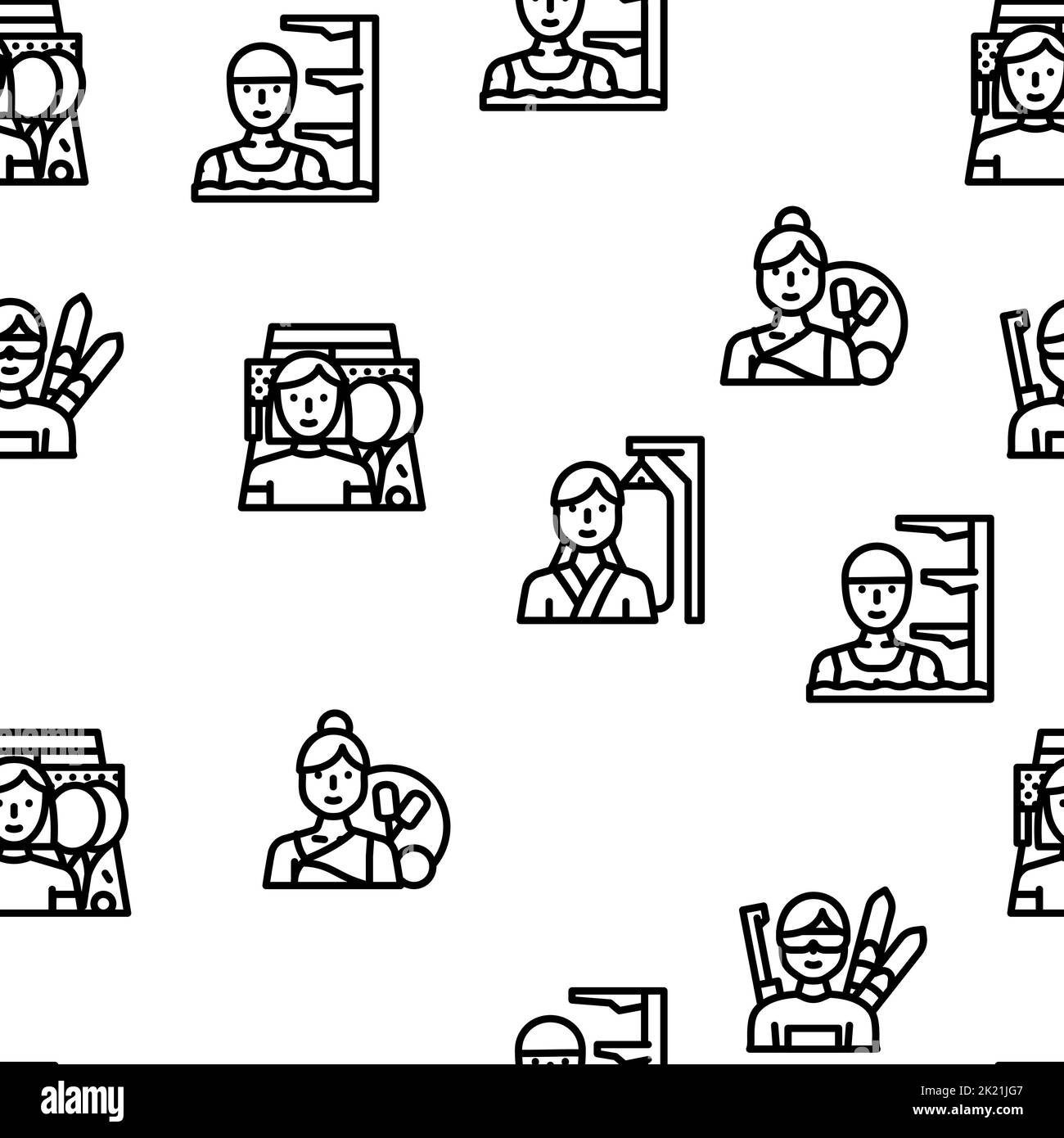 female sport woman exercise vector seamless pattern Stock Vector Image ...