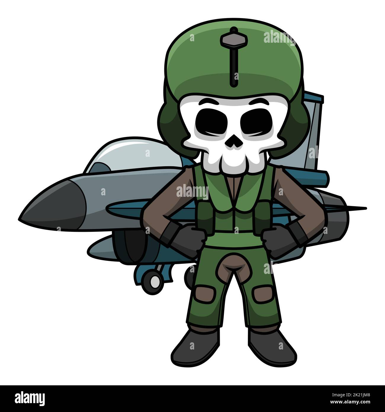 Skull Pilot Posing In Front Of a Fighter Aircraft Wearing His Helmet ...