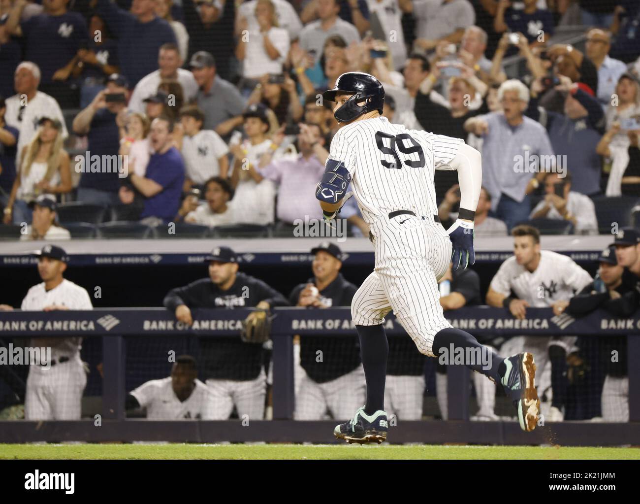 New York Yankees Aaron Judge hits a ground-rule double in the 5th ...