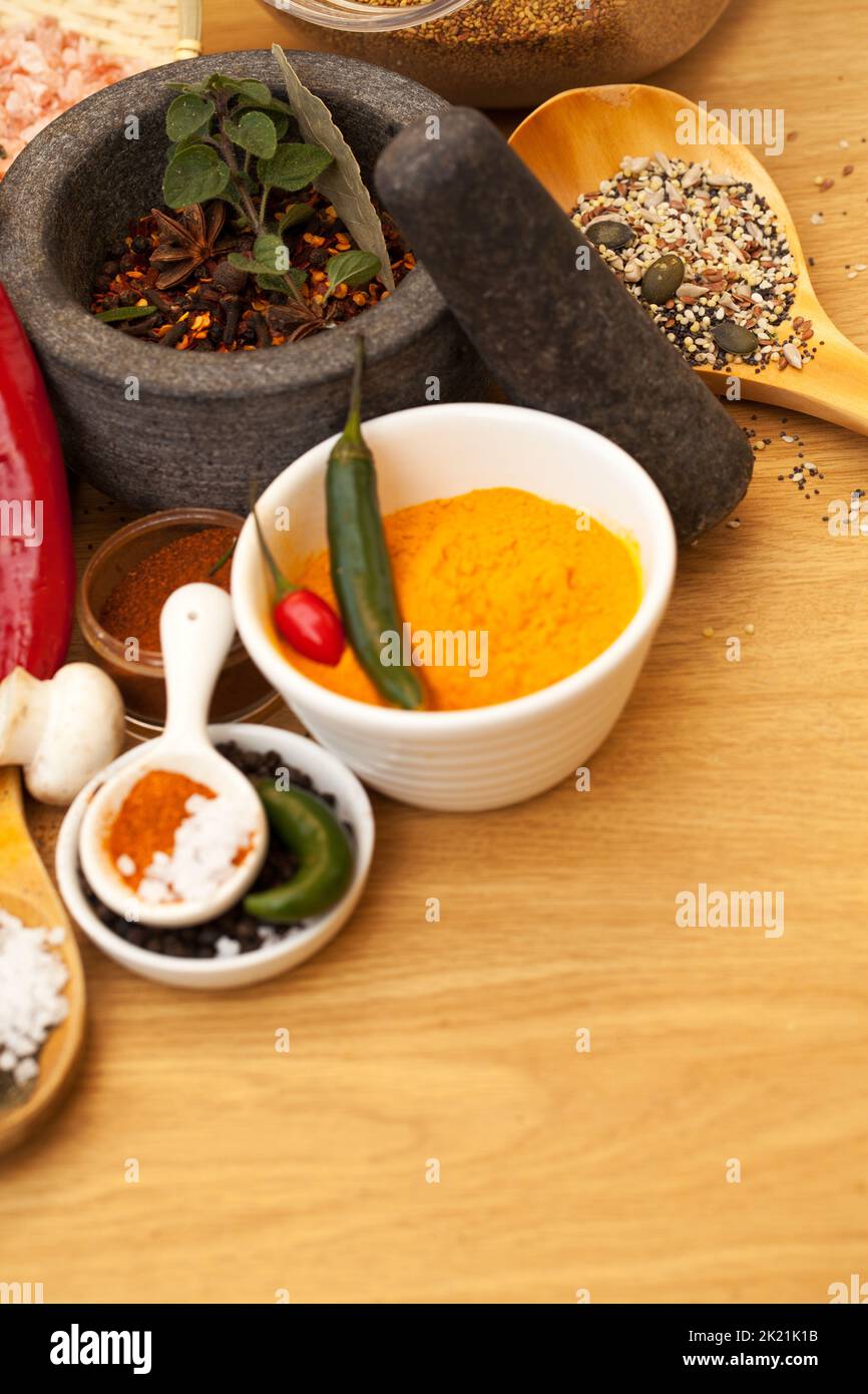 Your favorite ingredients. an assortment of colorful spices Stock Photo ...
