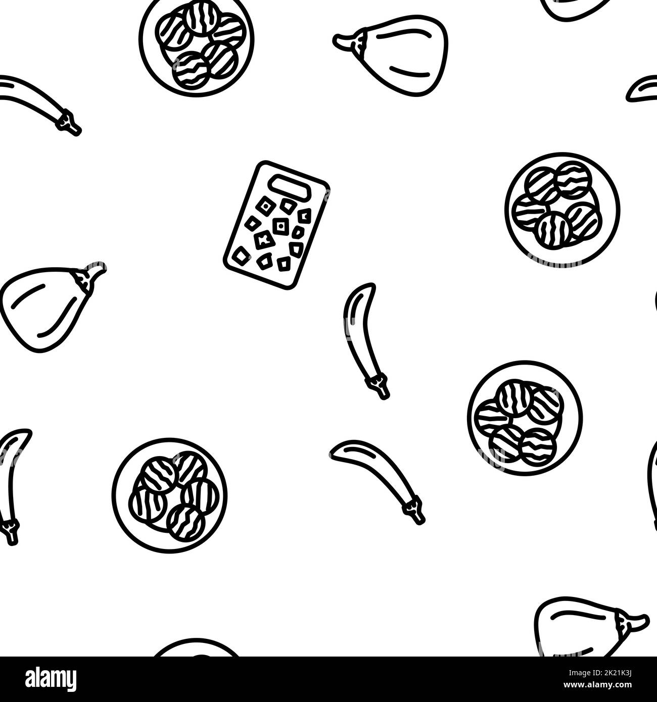 eggplant vegetable aubergine food vector seamless pattern Stock Vector ...