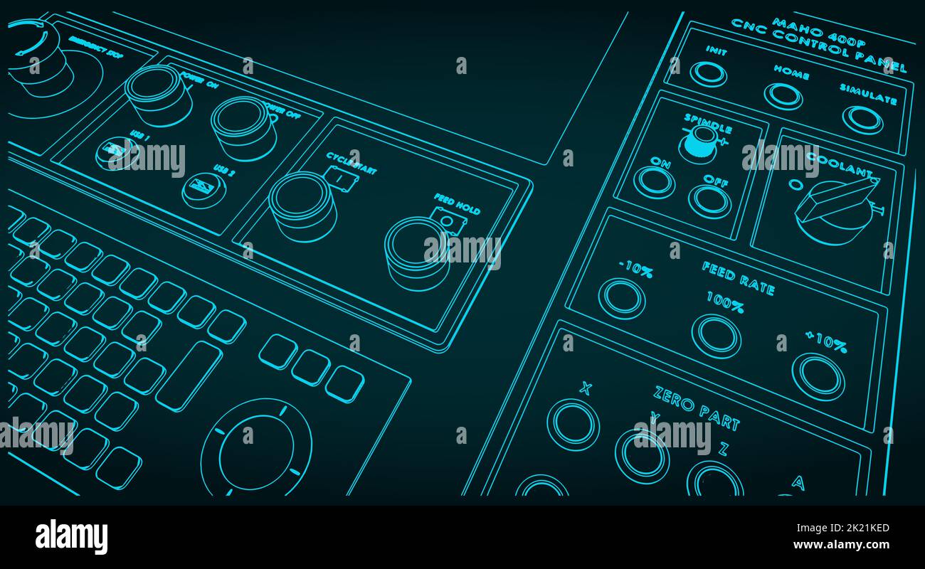 Stylized vector illustration of CNC control panel close up Stock Vector ...