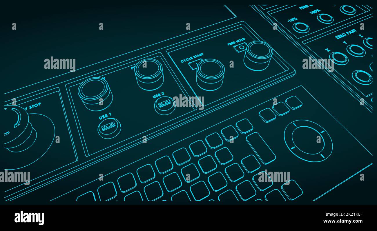 Stylized vector illustration of CNC control panel close up Stock Vector ...