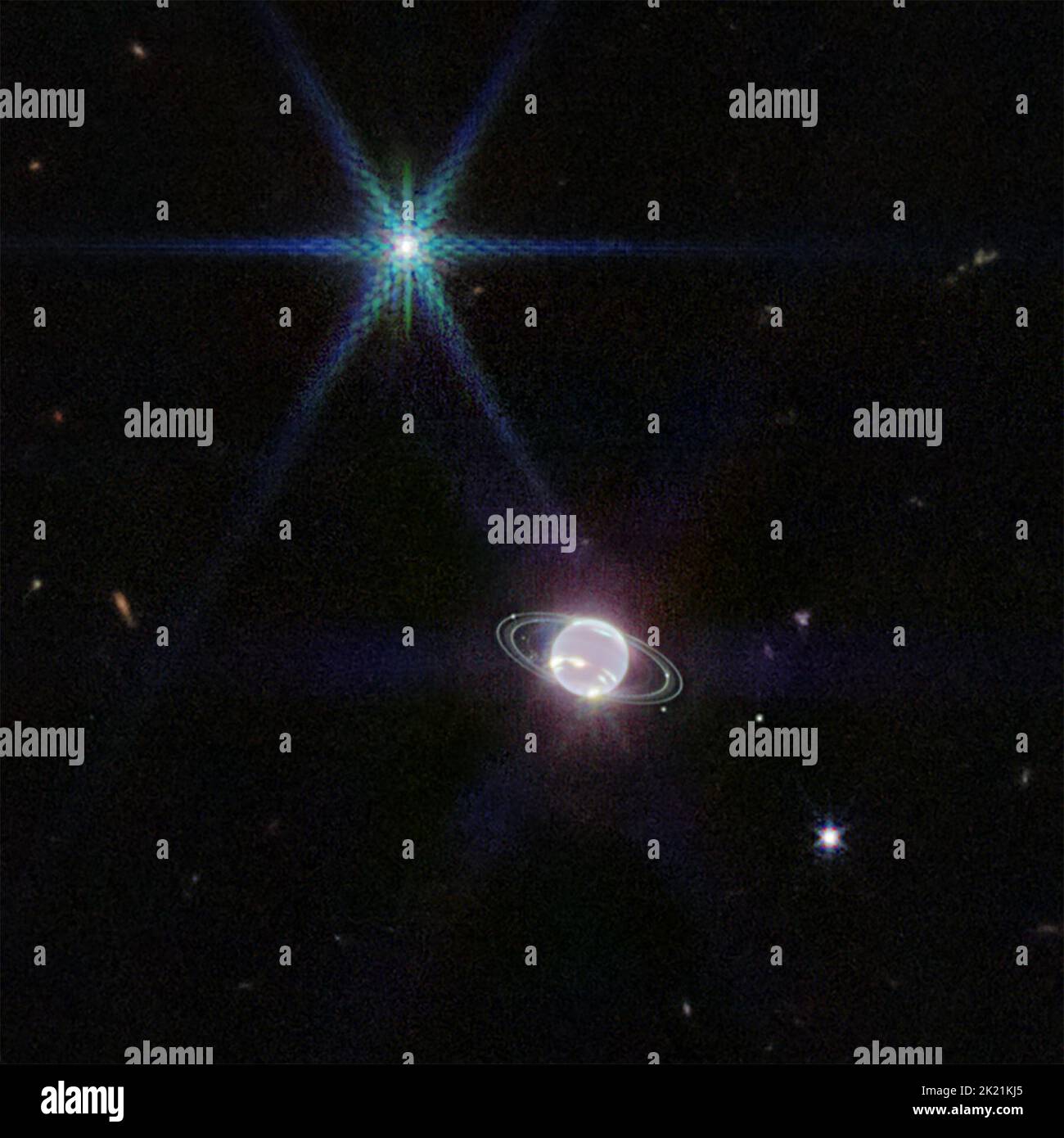 September 21, 2022: The planet Neptune and its rings including Triton (top left) captured by the ...