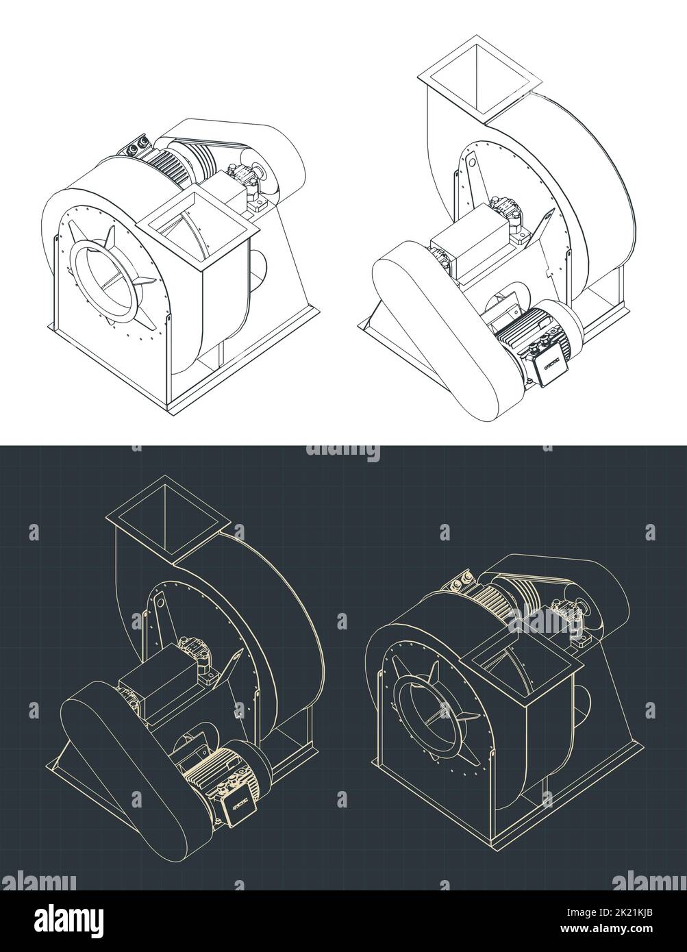 Stylized vector illustrations of isometric blueprints of centrifuge air ...
