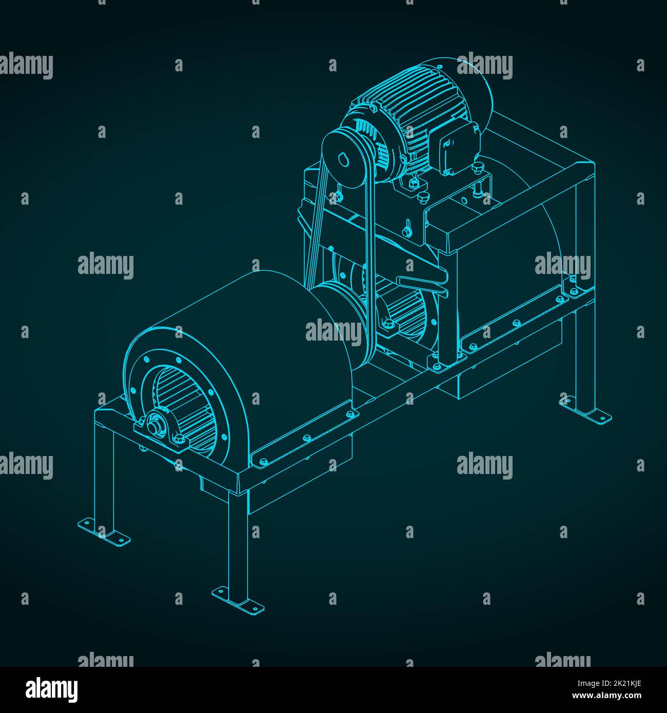 Stylized vector illustrations of isometric blueprints of industrial ...