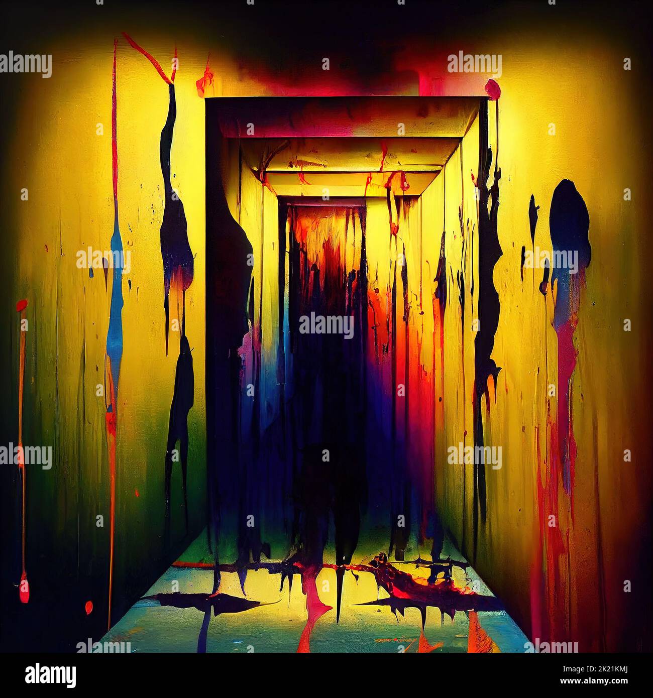 Impressive bright colorful corridor. Fantasy corridor stained with ...