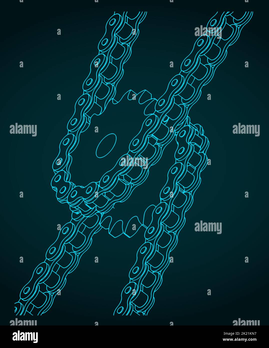 Stylized vector illustration of gears and chain drive Stock Vector ...