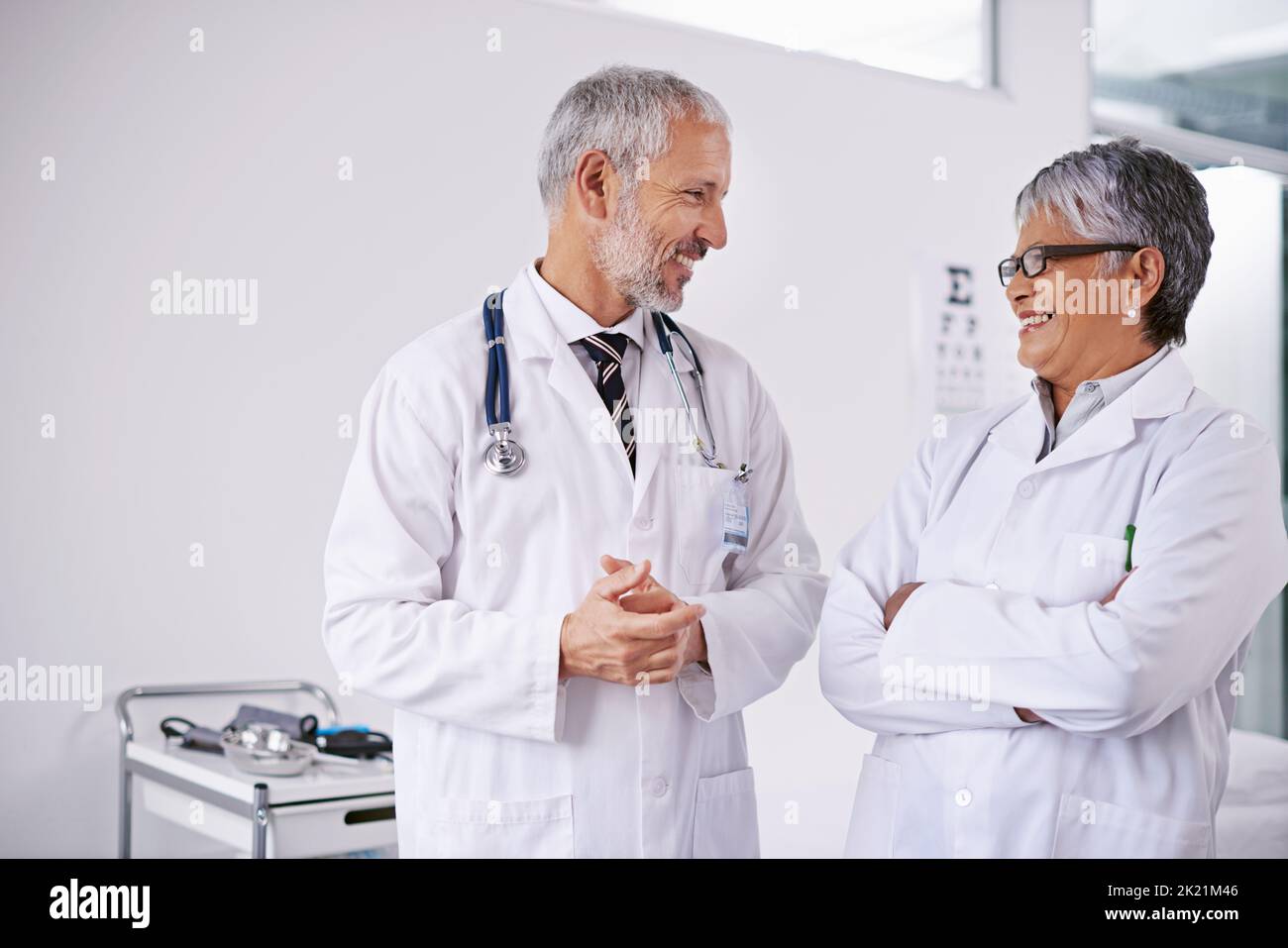 Making a difference is what they do. two doctors working together in a ...