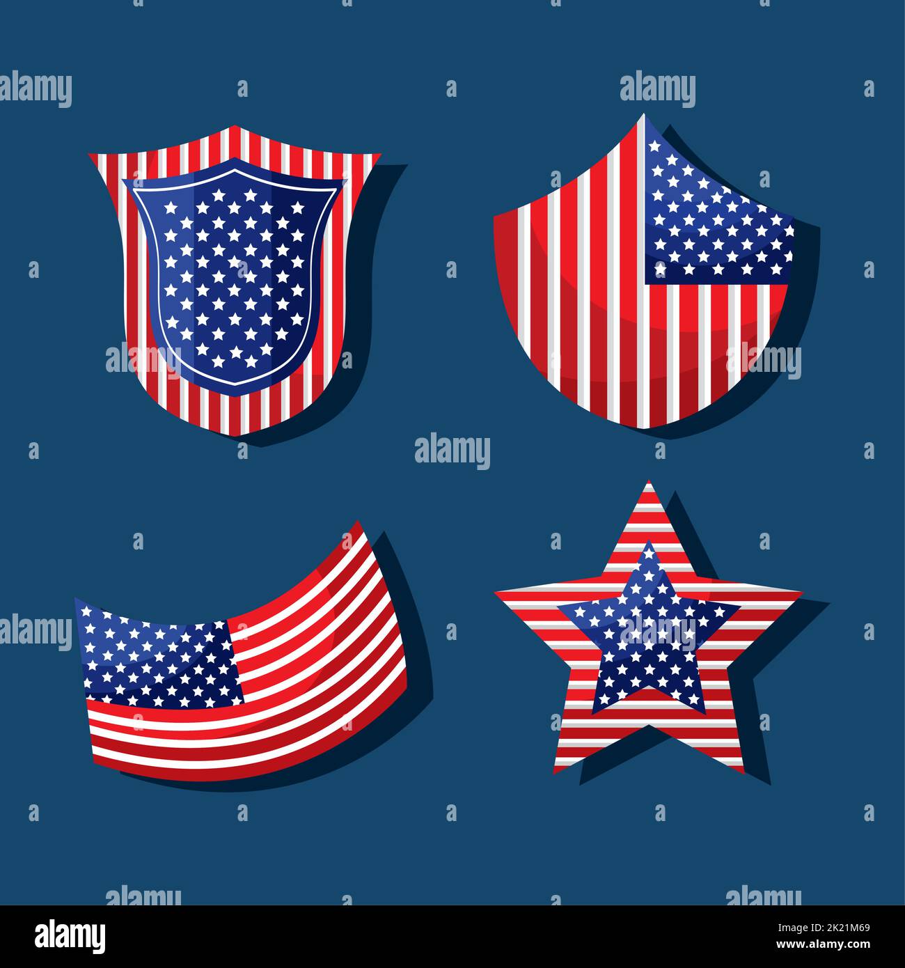 four usa flags emblems icons Stock Vector Image & Art - Alamy