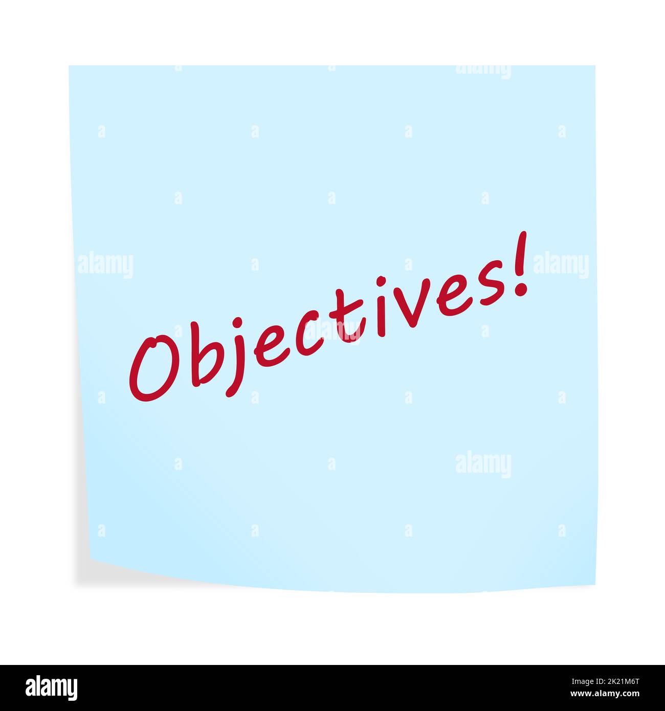 Objectives 3d illustration post note reminder on white with clipping ...