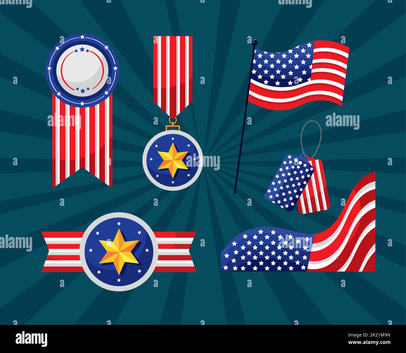 six usa flags emblems icons Stock Vector Image & Art - Alamy