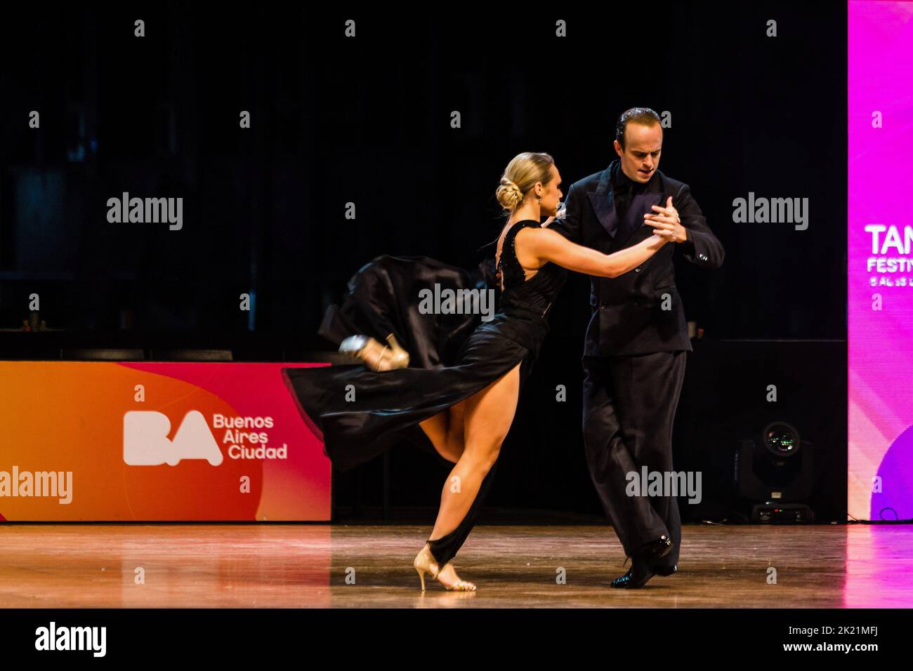A couple of dancers perform on stage during the finals of the 2022 ...