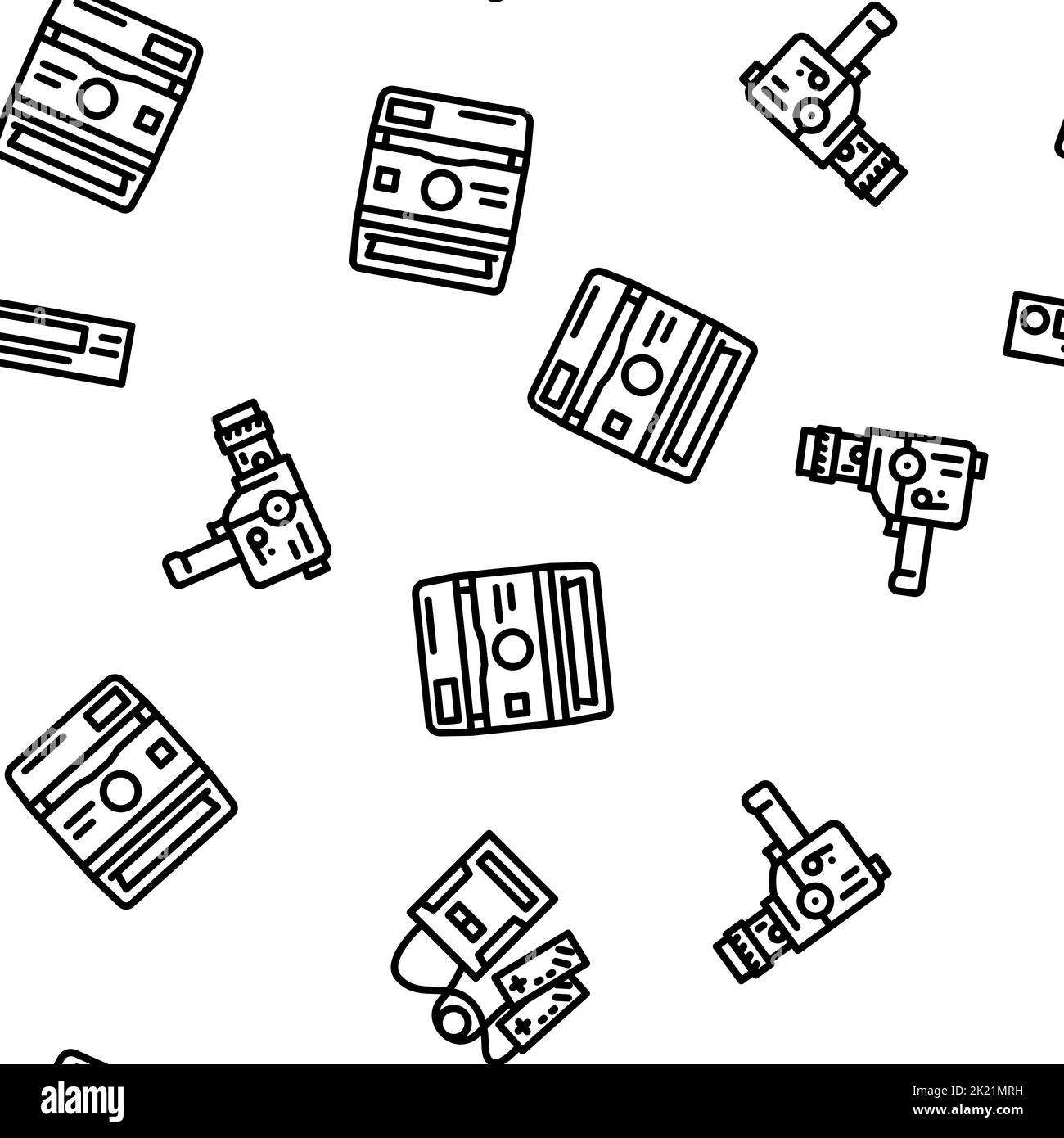 retro gadget vintage techology vector seamless pattern Stock Vector ...