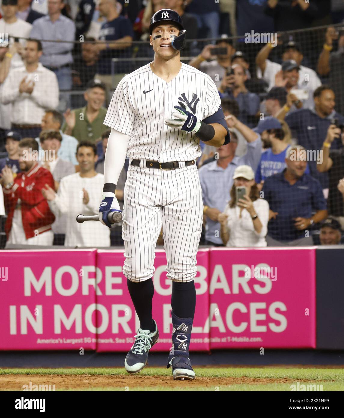 New York Yankees Aaron Judge hits a ground-rule double in the 5th ...