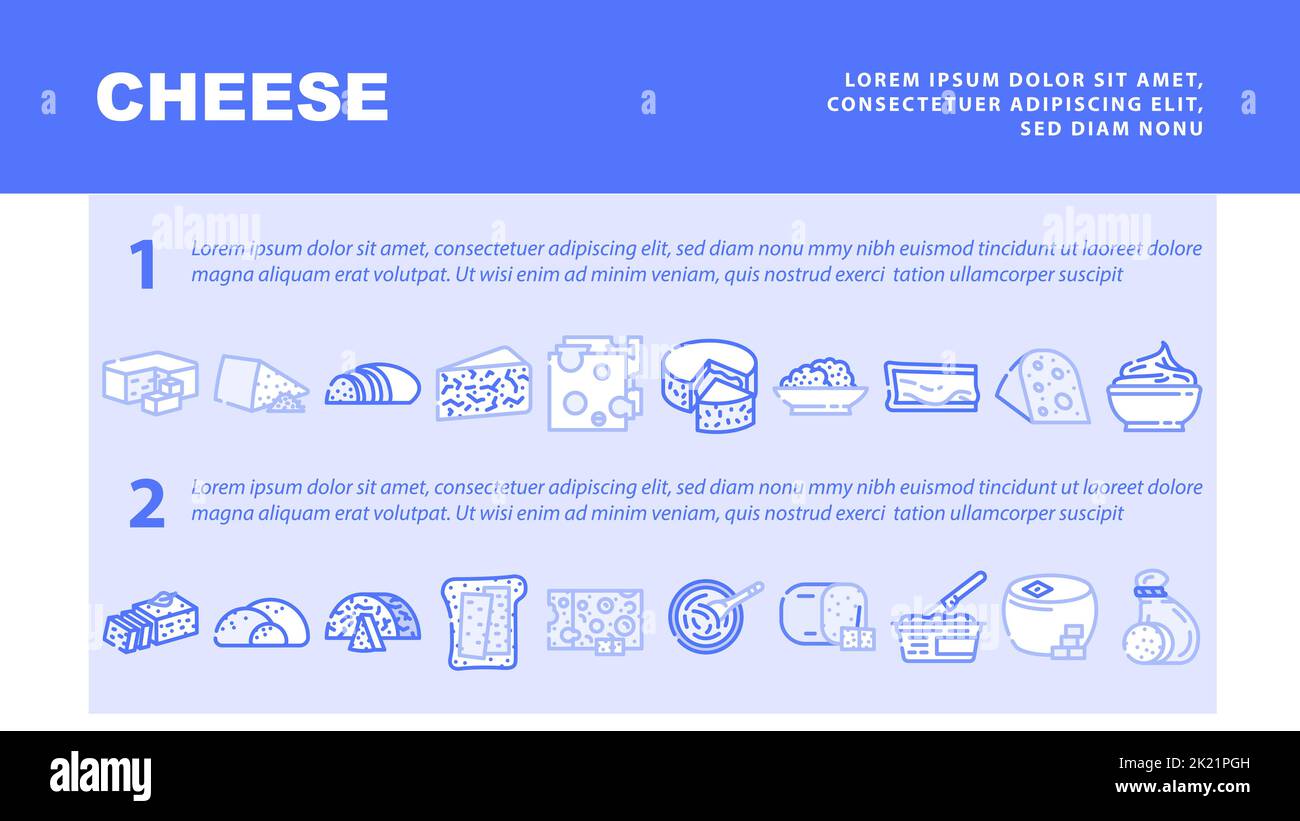 Cheese Dairy Delicious Nutrition landing header vector Stock Vector ...