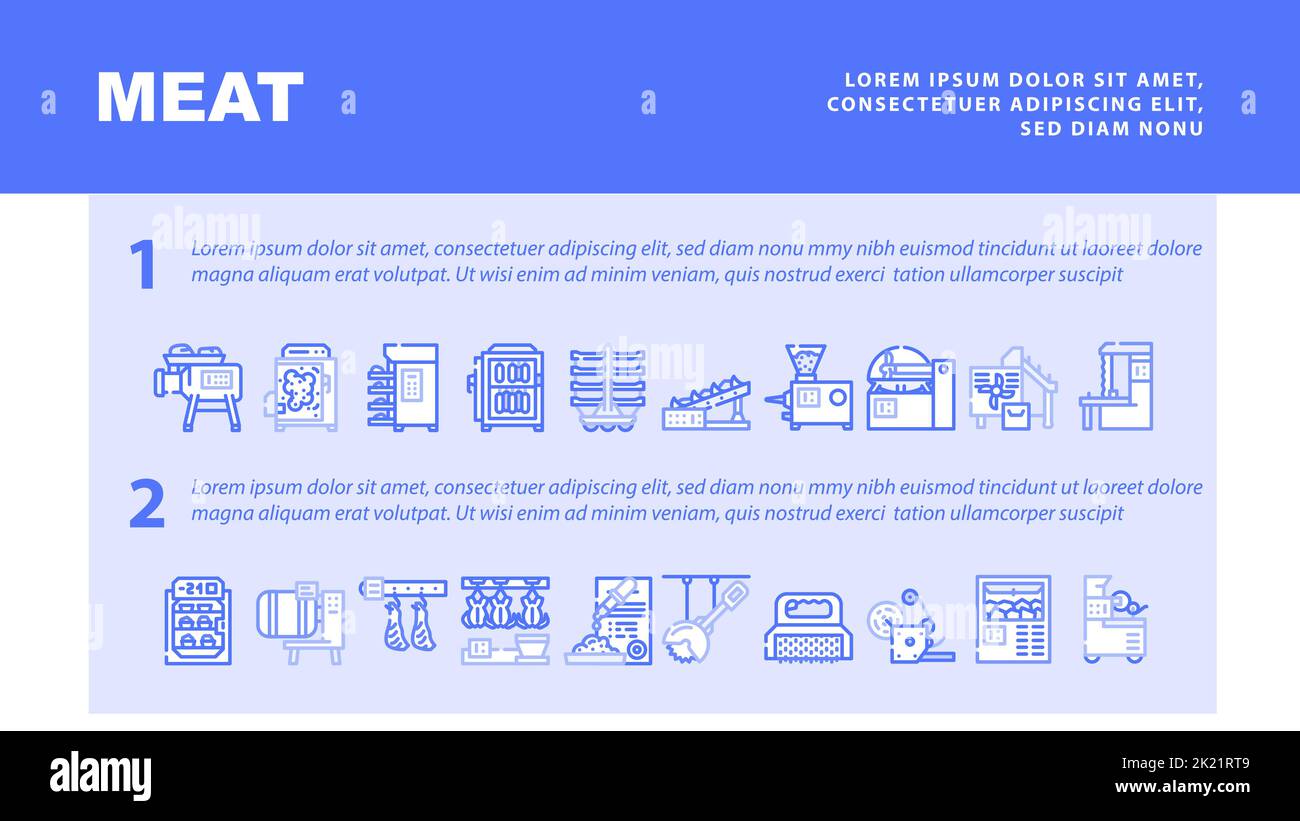 Meat Factory Production Equipment landing header vector Stock Vector ...