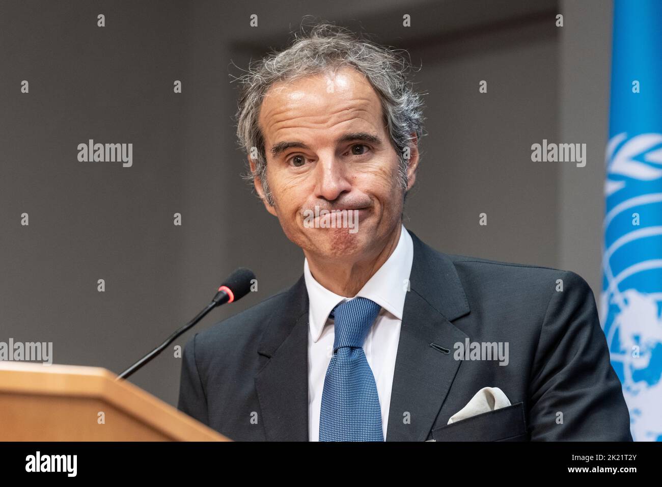 New York, NY - September 21, 2022: Press briefing by Mr. Rafael Grossi ...