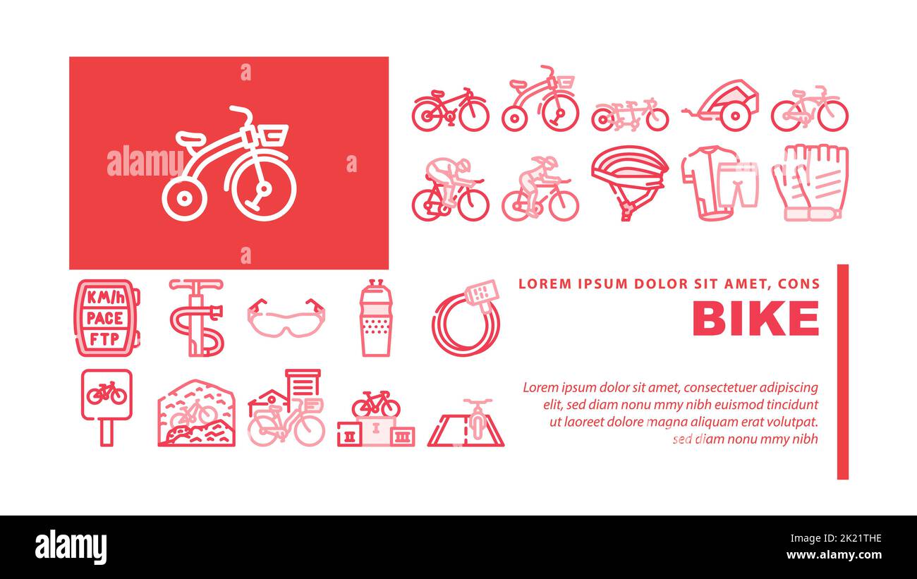 Bike Transport And Accessories landing header vector Stock Vector Image ...