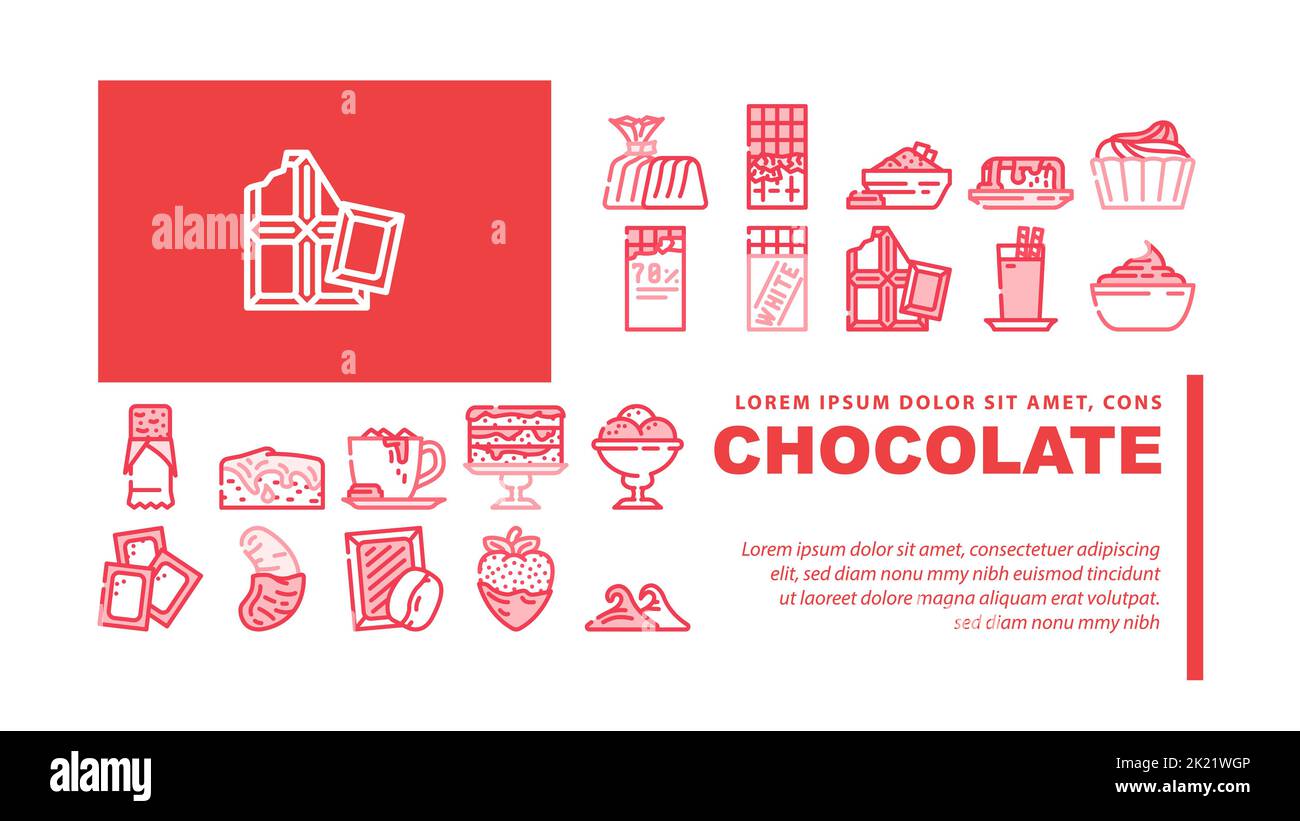 Chocolate Sweet Food And Drink landing header vector Stock Vector Image ...