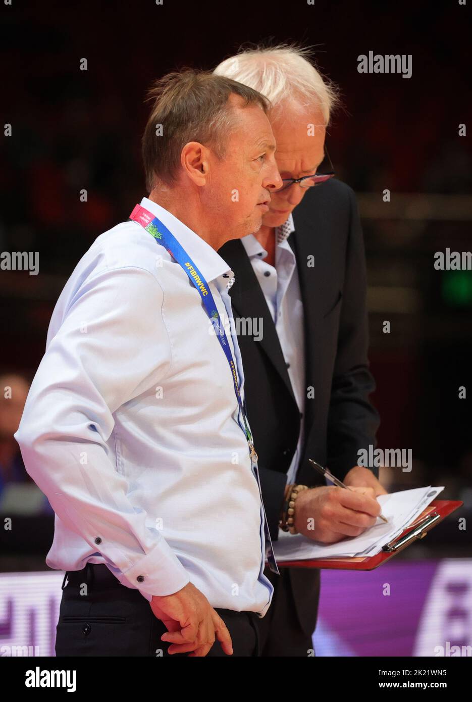 Belgium's head coach Valery Demory and Belgium's assistant coach Pierre ...