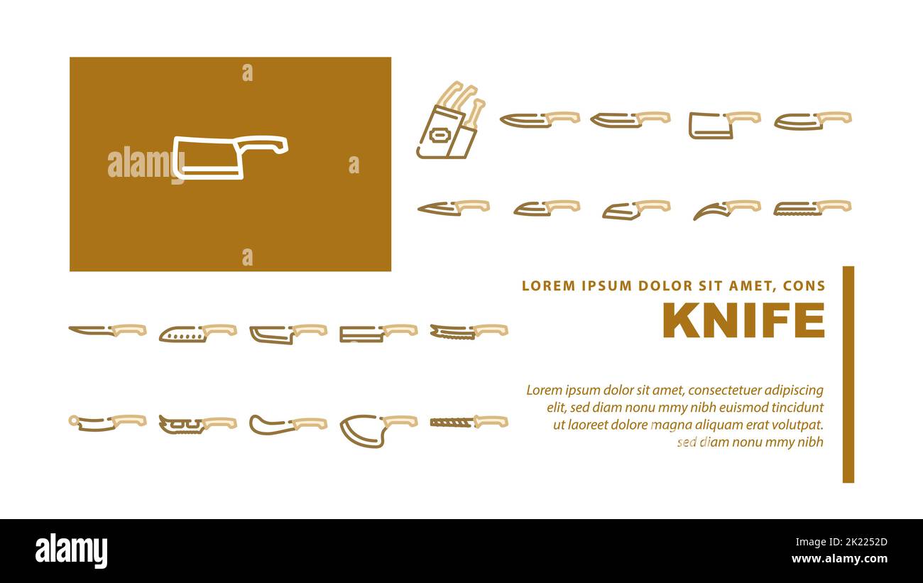 Kitchen Knife For Cutting Food landing header vector Stock Vector Image ...