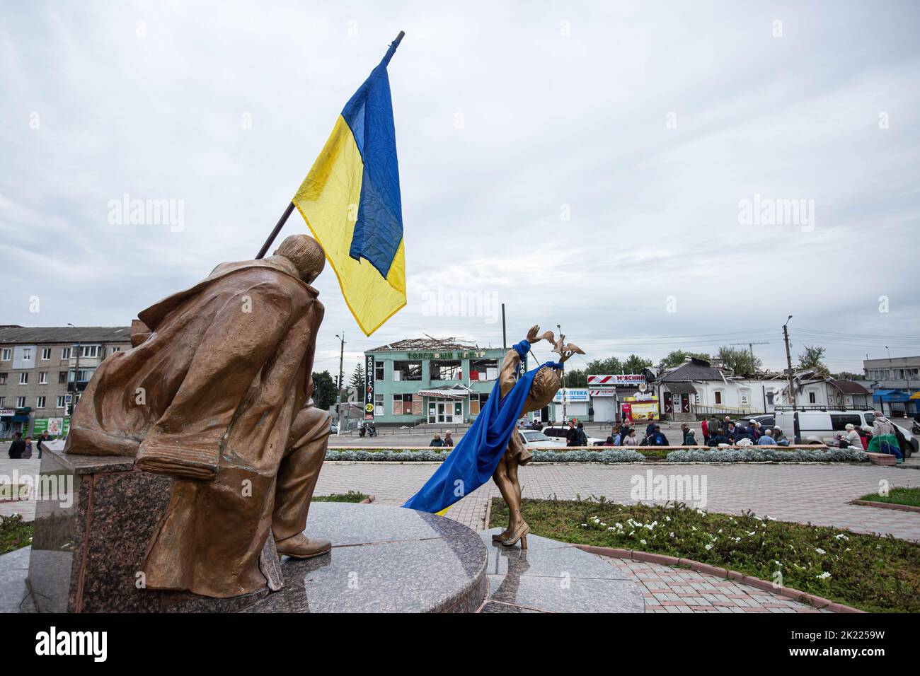 Balakliia, Ukraine. 20th Sep, 2022. Monument to the poet Taras ...