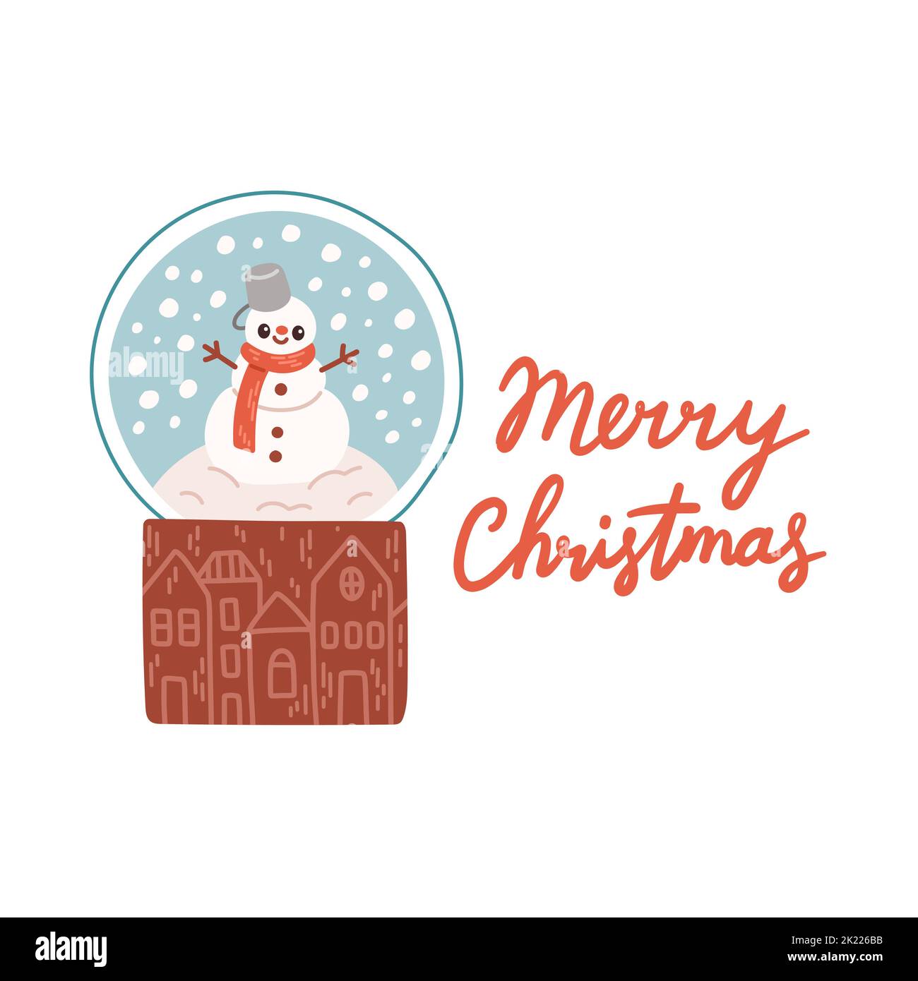 Merry Christmas snow globe lettering flat vector Stock Vector Image ...