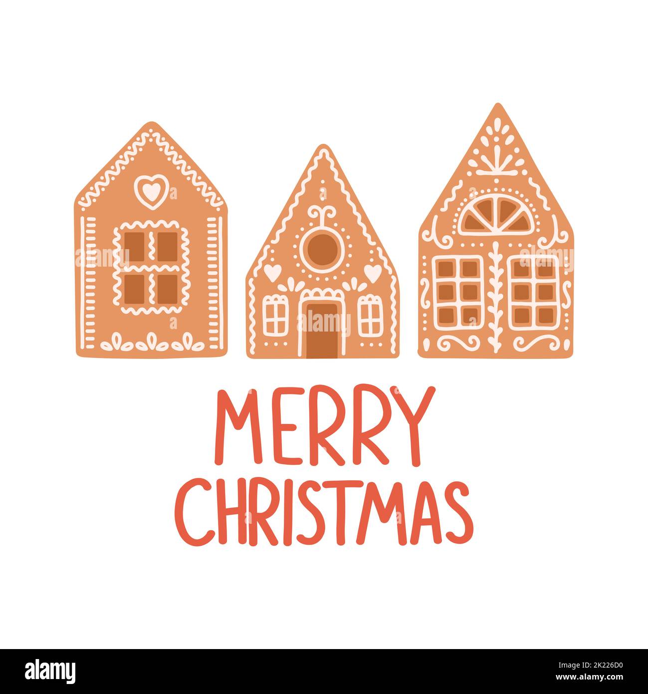 Christmas ginger bread house lettering flat vector Stock Vector Image ...